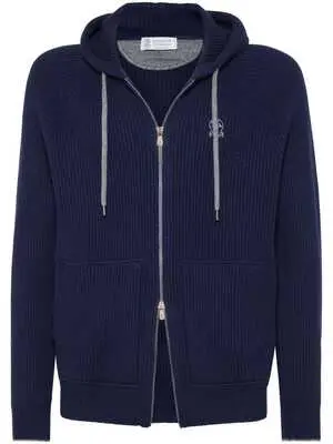 Brunello Cucinelli Cashmere Zip-up Hoodie - Blue