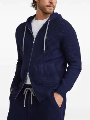 Brunello Cucinelli Cashmere Zip-up Hoodie - Blue