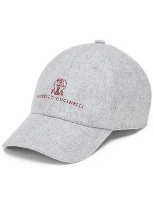 Brunello Cucinelli Embroidered Flannel Cap