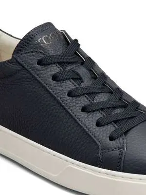 TOD'S Allacciata Cassetta Leather Sneakers - Black