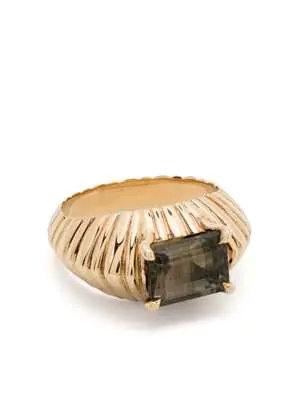 Lizzie Mandler 18kt Yellow Xl Fluted Crescent Tourmaline Ring - Gold