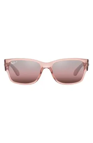 Ray-ban 58mm Polarized Rectangular Sunglasses - Trans Pink
