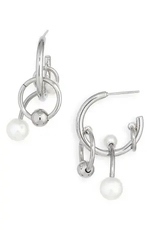 JUSTINE CLENQUET Chase Hoop Charm Earrings - Palladium