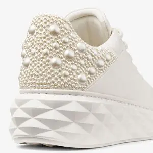 JIMMY CHOO Diamond Maxi Latte Nappa Leather Pearl Trainers - Latte Mix