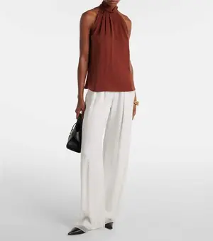 Max Mara Memore Halterneck Silk Top - Brown