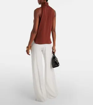 Max Mara Memore Halterneck Silk Top - Brown
