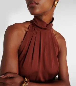Max Mara Memore Halterneck Silk Top - Brown