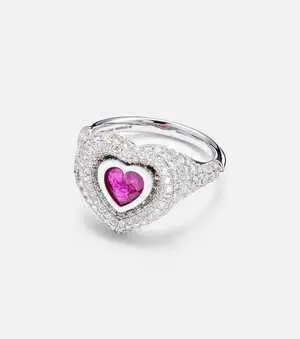 KAMYEN Manaal 2.0 18kt White Gold Ruby And Diamond Ring - Silver