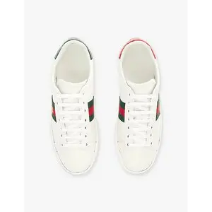 Gucci Ace Bee-embroidered Leather Low-top Sneakers