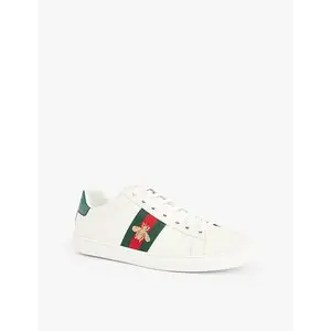 Gucci Ace Bee-embroidered Leather Low-top Sneakers