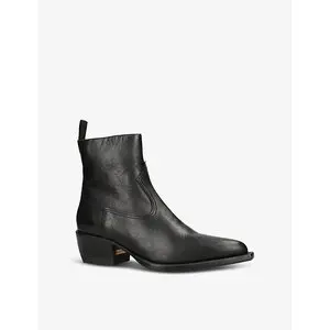 GOLDEN GOOSE Debbie Leather Block-heel Ankle Boots - Black