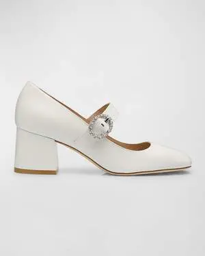 STUART WEITZMAN Stuart Weitzman Sloane Calfskin Mary Jane Pumps - White