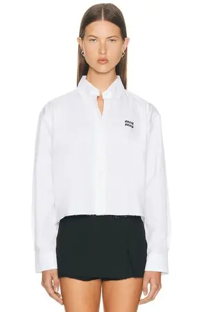 Miu Miu Cropped Button Up Top - Bianco
