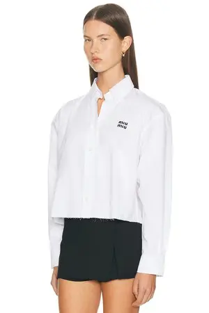 Miu Miu Cropped Button Up Top - Bianco