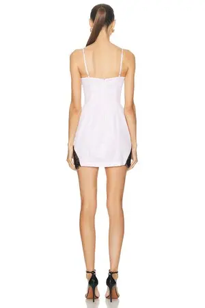 FLEUR DU MAL Lace Insert Poplin Mini Dress - Baby Pink