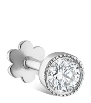 MARIA TASH Scalloped Set Diamond Single Stud Earring White