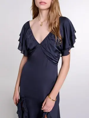 Maje Viscose Open-back Maxi Dress
