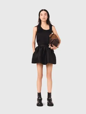 Maje Silk Sleeveless Round Neck Tank Top - Black