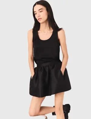 Maje Silk Sleeveless Round Neck Tank Top - Black