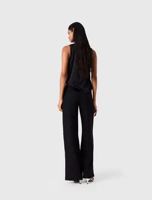 Maje Silk Sleeveless Round Neck Tank Top - Black
