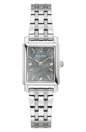 Bulova Bulova Sutton Diamond Mother-of-Pearl Bracelet Watch Silver-tone