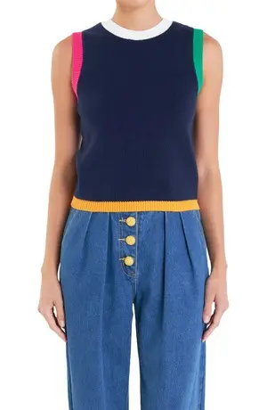 English Factory Colorblock Trim Sweater Vest
