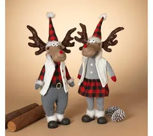 GERSON INTERNATIONAL 29.5 In Lighted Fabric Holiday Moose Set Of 2 Gerson Int - One-color