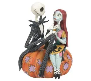 JIM SHORE Disney Traditions Jack & Sally On Pumpkin Figur Ine - One-color