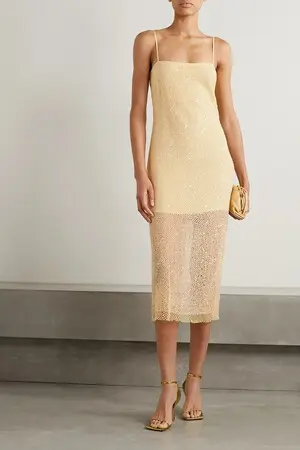 JASON WU Sequined Open-knit Midi Dress