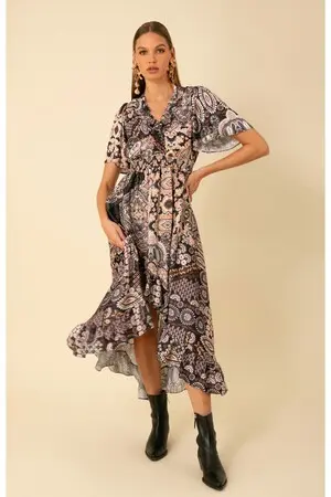 Hale Bob Serena Hi-lo Dress - Black