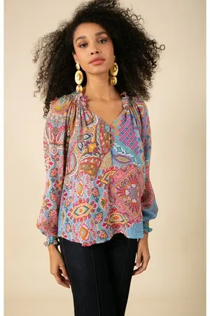 Hale Bob Laura Silk Top - Blue