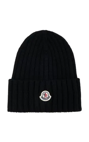 Moncler Ribbed-knit Wool Beanie - Black