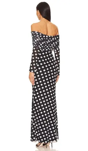 AFRM Thelma Polka Dot Mesh Maxi Dress