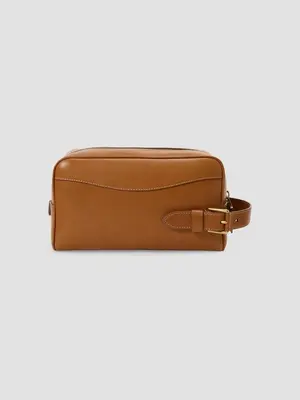 Ralph Lauren Purple Label Bedford Leather Toiletry Bag - Tan