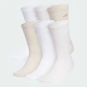 Adidas Athletic Cushioned Crew Socks 6 Pairs - White / Beige / Alumina