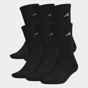 Adidas Athletic Cushioned Crew Socks 6 Pairs - Black