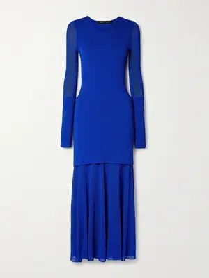 Proenza Schouler Anita Layered Knitted Maxi Dress - Blue