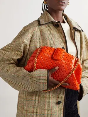 Bottega Veneta Lauren 1980 Intrecciato Leather Clutch - Orange