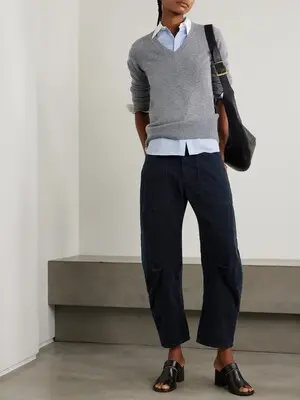 NILI LOTAN Shon Cotton-blend Corduroy Tapered Pants - Blue