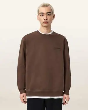 ALLSAINTS Relaxed Fit Crew Neck Sweatshirt - Brown