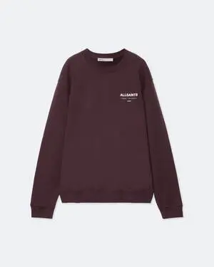 ALLSAINTS Underground Relaxed Fit Crew Neck Sweatshirt With Logo Detailing - Red