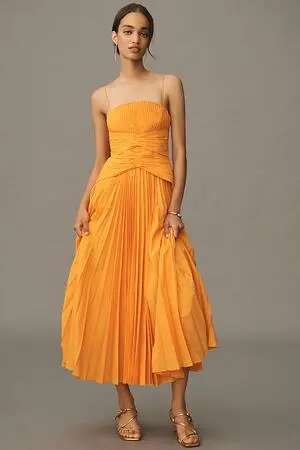 strapless open back dress Giselle Midi Satin Dress Yellow – Augustine