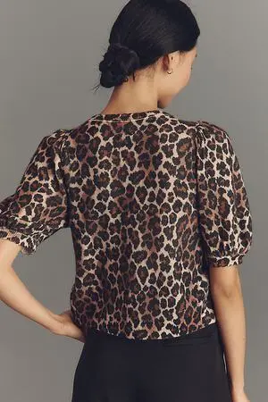 Maeve Puff-sleeve Cashmere Cardigan Sweater