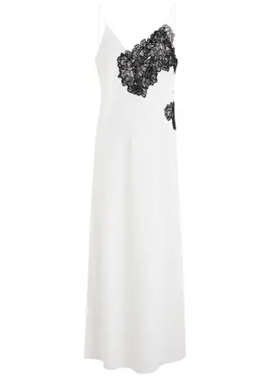 RÓHE Lace-paneled Satin Maxi Slip Dress