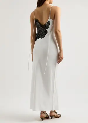 RÓHE Lace-paneled Satin Maxi Slip Dress