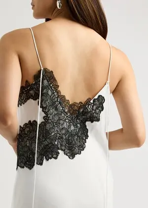 RÓHE Lace-paneled Satin Maxi Slip Dress