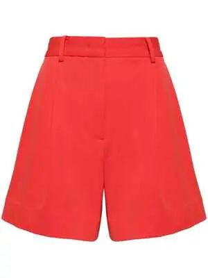 Staud Heather Pleat-detail Shorts - Red