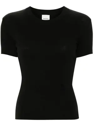 Nanushka Logo-embroidered Cropped T-shirt - Black