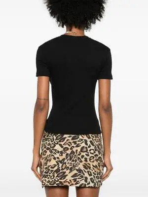 Nanushka Logo-embroidered Cropped T-shirt - Black