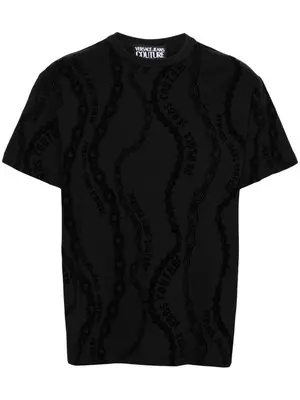 Versace Flocked-logo Cotton T-shirt - Black